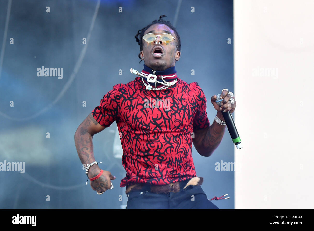 Lil Uzi Vert performing on the third day of the Wireless Festival, in ...