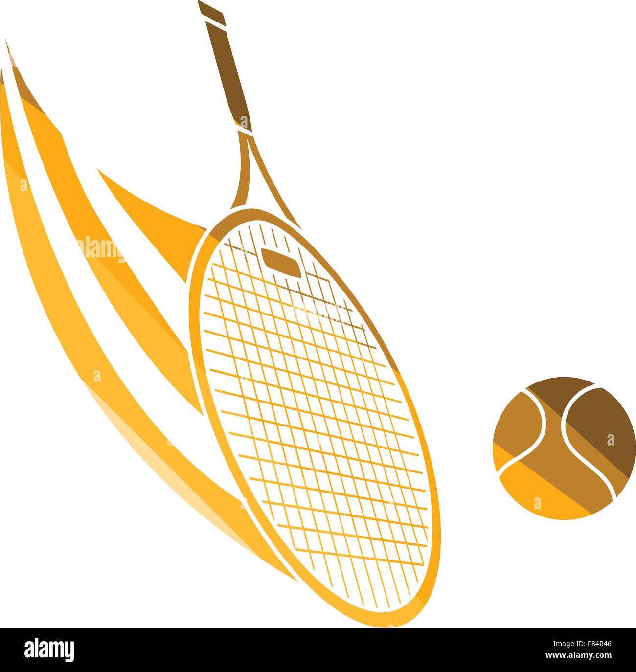 Tennis racket hitting a ball icon. Flat color design. Vector ...