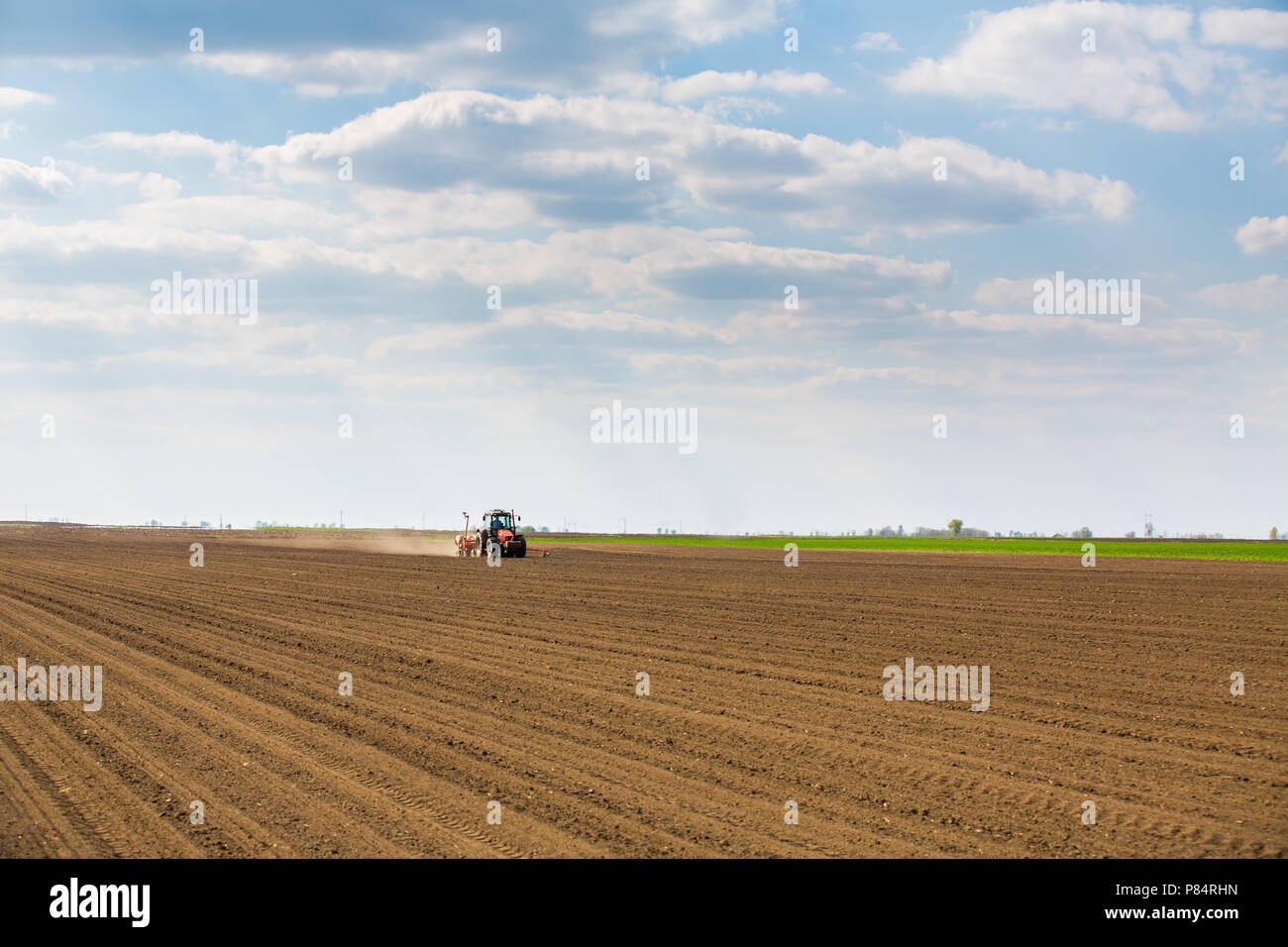 Farmer seeding, sowing crops at field. Sowing is the process of ...