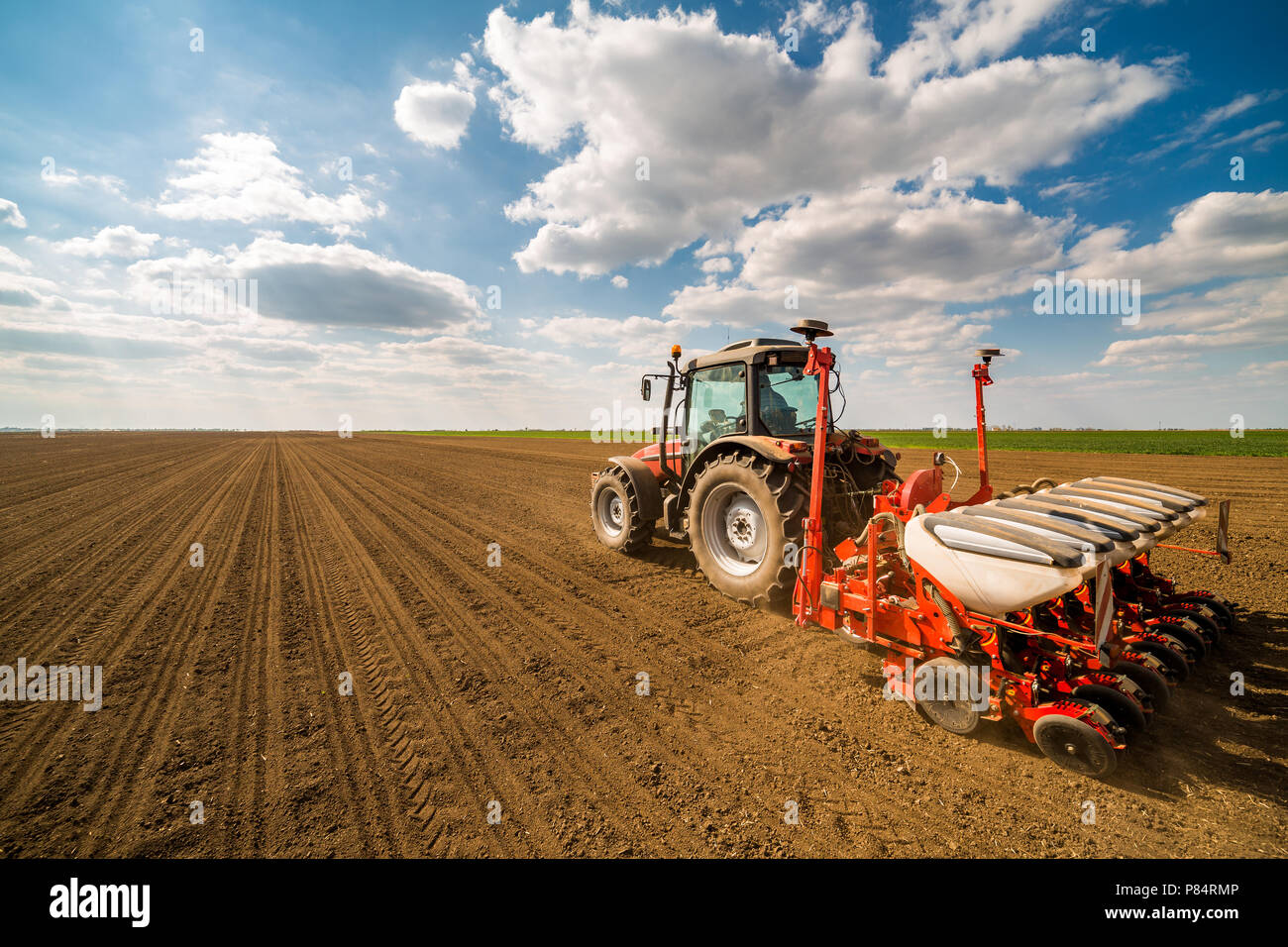 Farmer seeding, sowing crops at field. Sowing is the process of ...