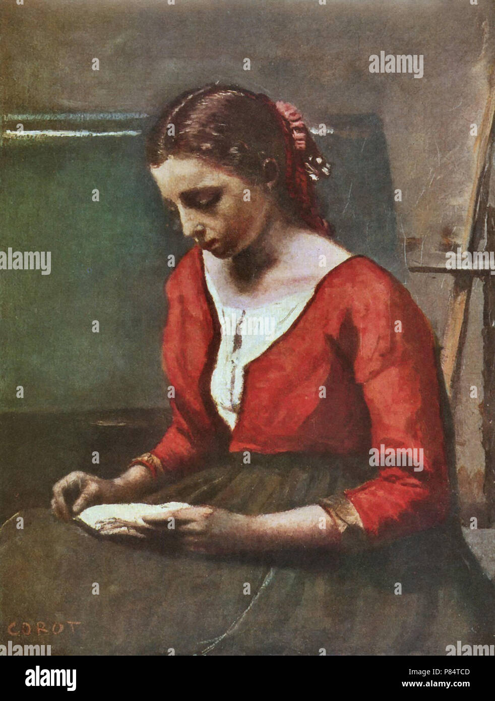 Corot Jean Baptiste Camille - a Girl Reading 1 Stock Photo - Alamy