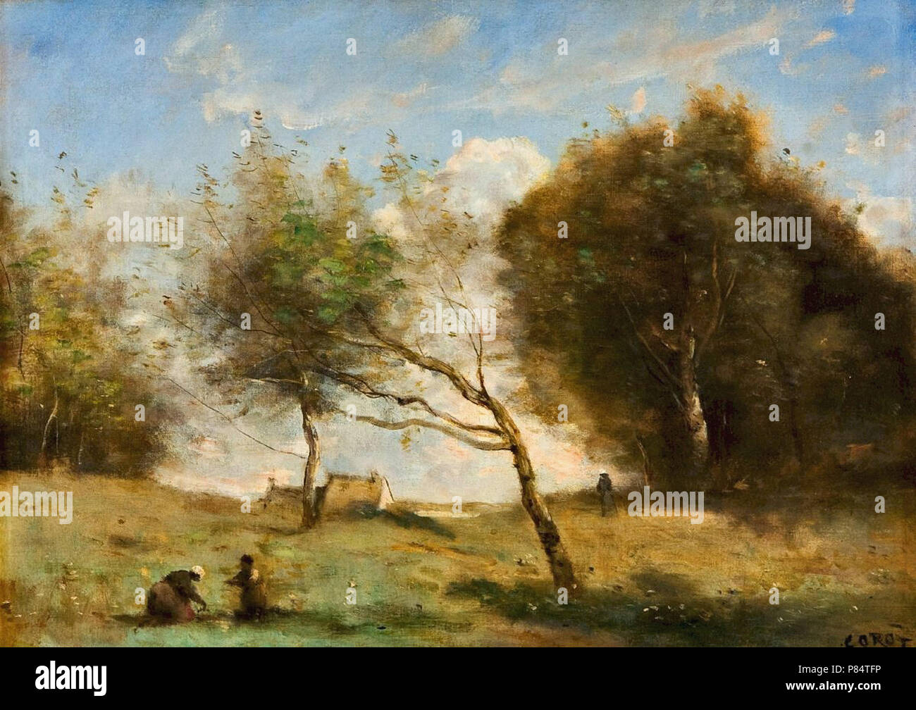Corot Jean Baptiste Camille - Behind the Small House Stock Photo - Alamy