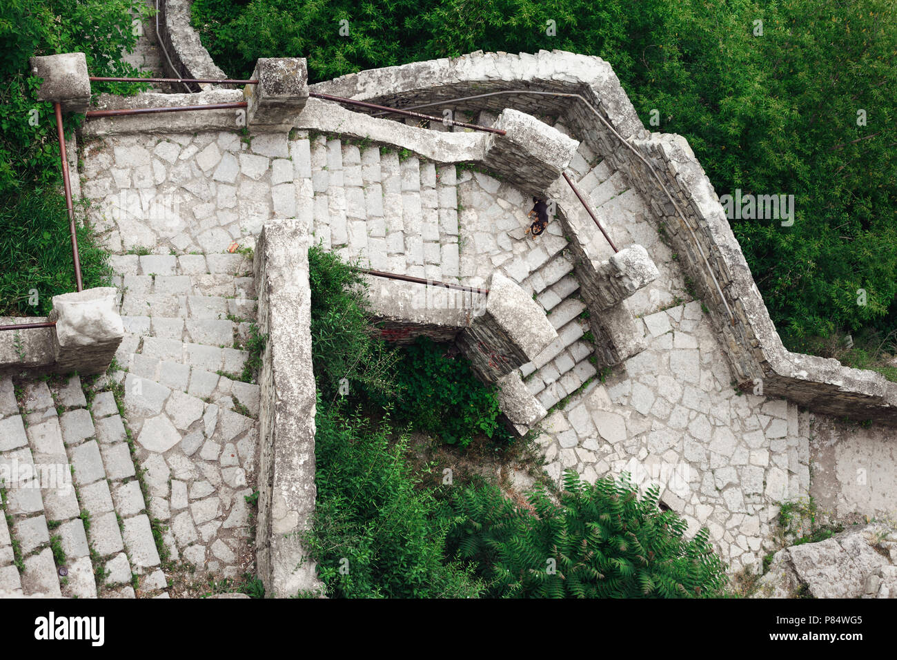 Top view of an old stone staircase Stock Photo - Alamy