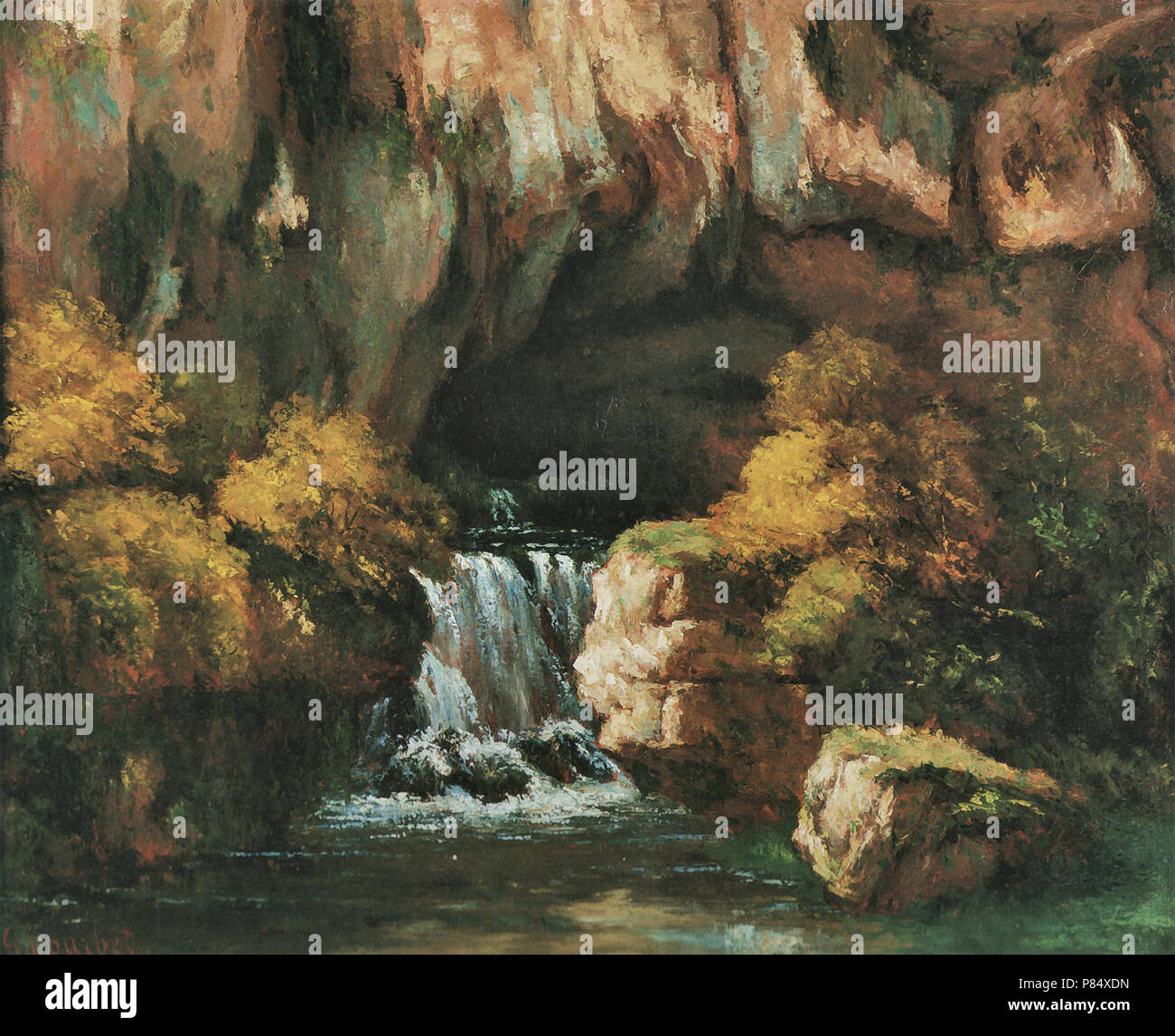 Courbet Gustave - La Source Du Lison (La Grotte De La Loue Avec Rochers ...