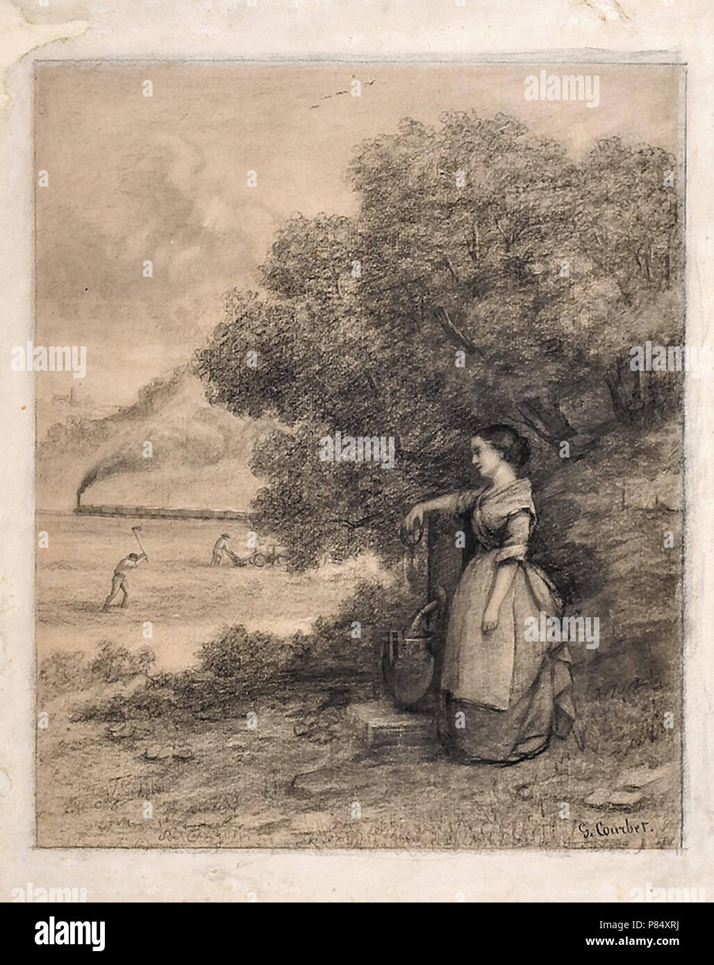 Courbet Gustave - Peasant Girl by a Pump Stock Photo - Alamy