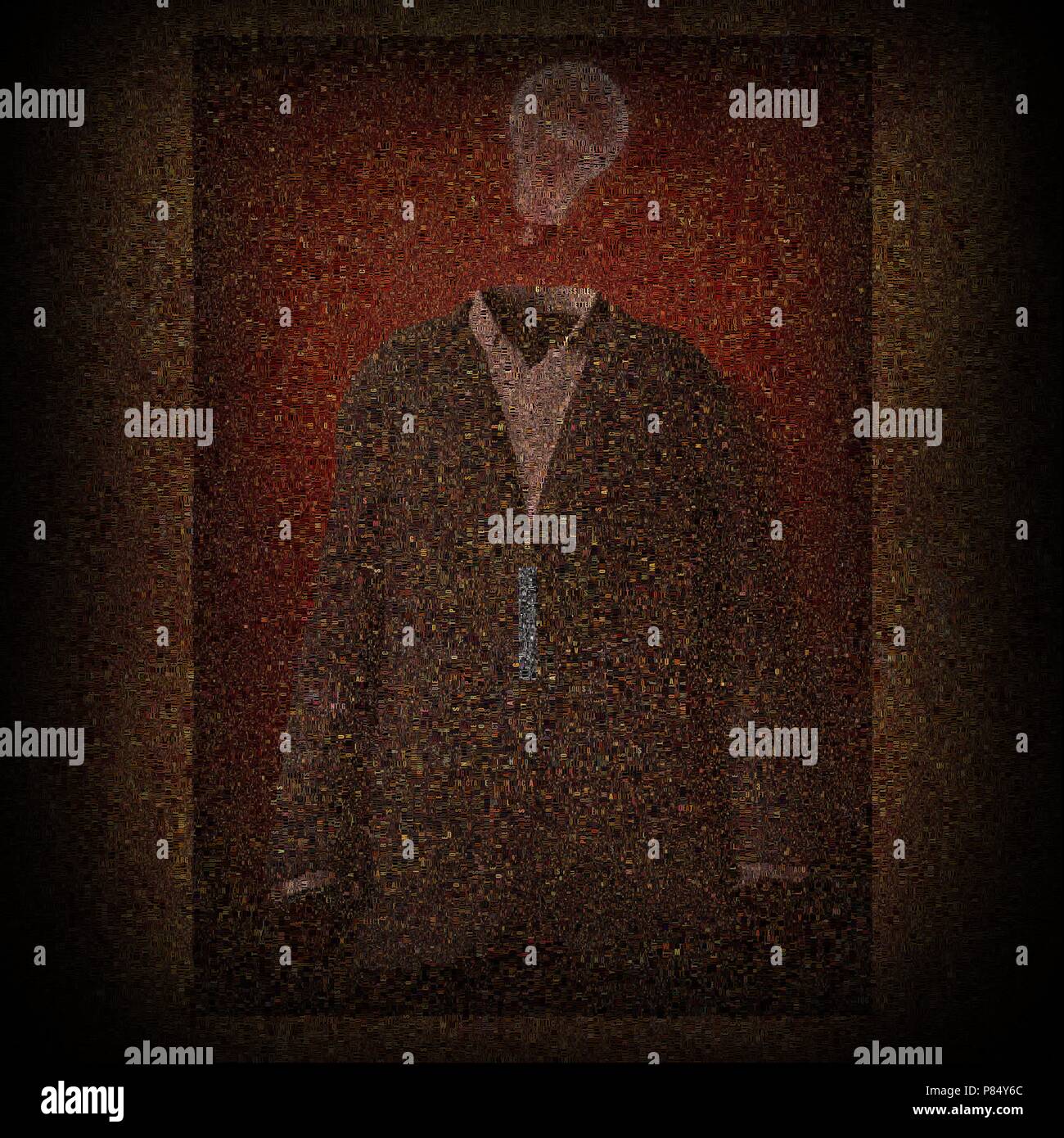 Surrealism. Suit and light bulb. Words Stock Photo - Alamy