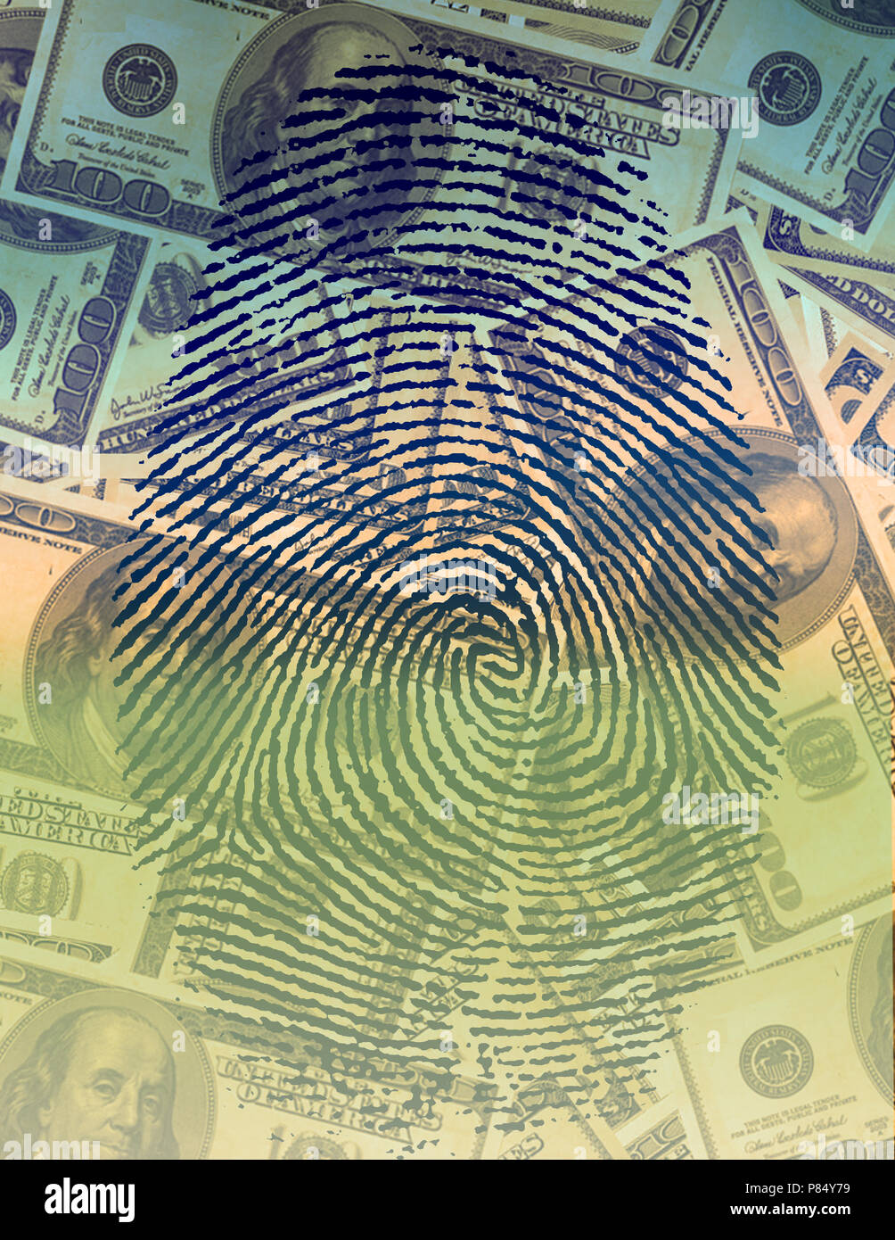 Finger Print and USA Currency Stock Photo - Alamy