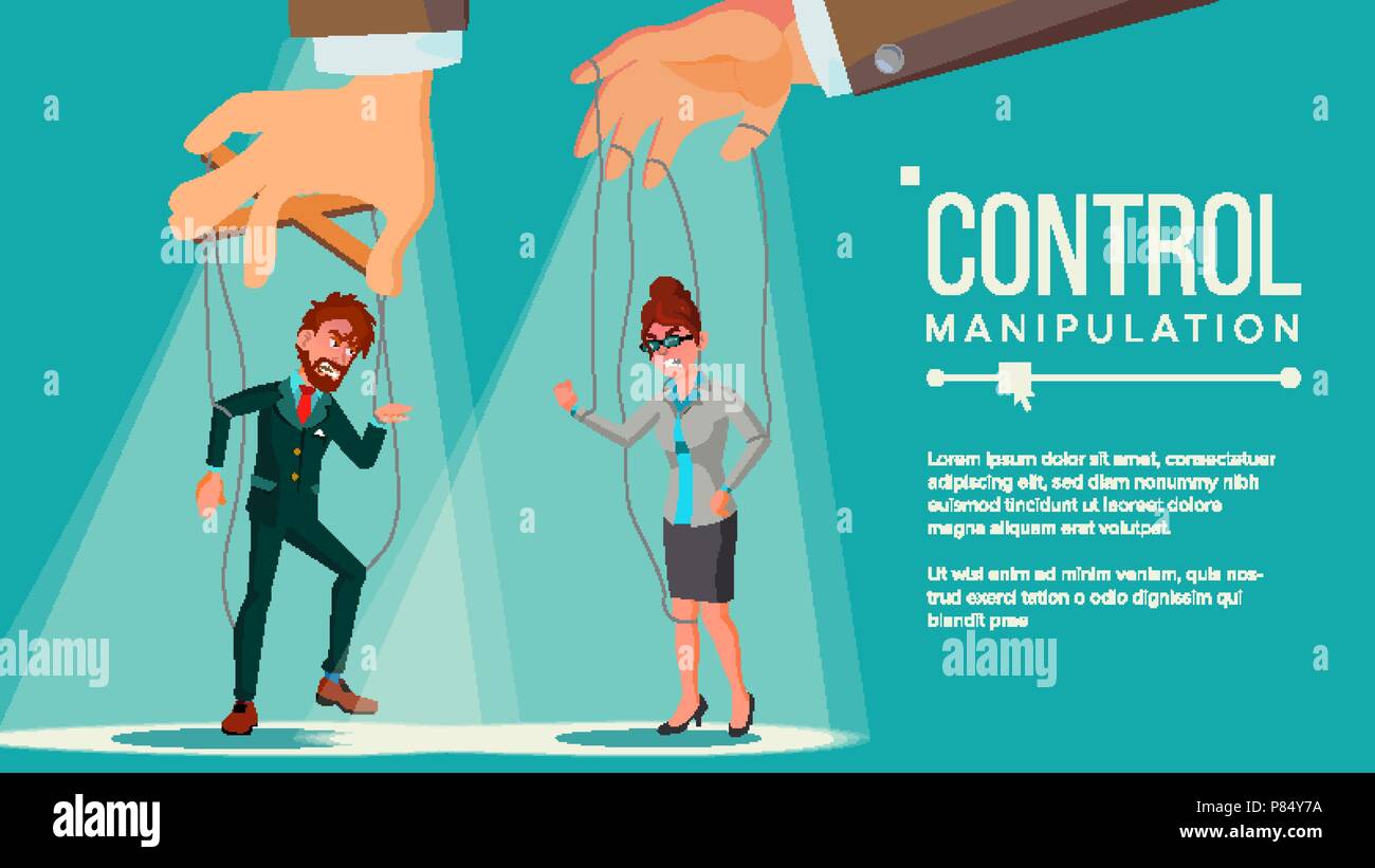 Manipulation Concept Vector. Business People Being Controlled By Puppet ...