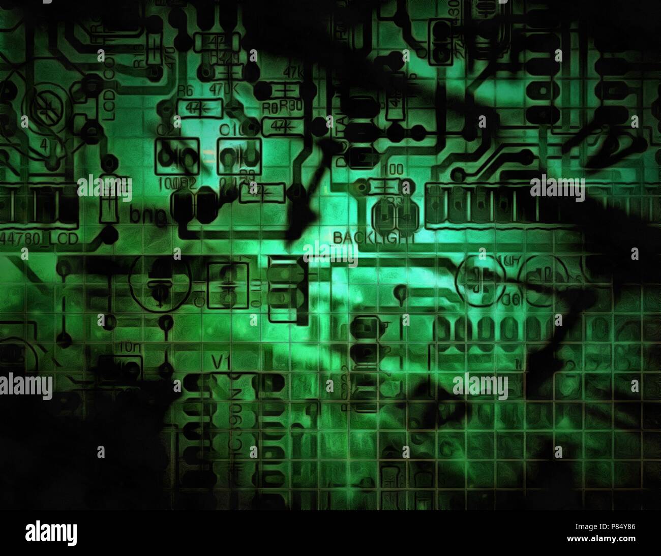 Tech art. Green circuit board Stock Photo - Alamy