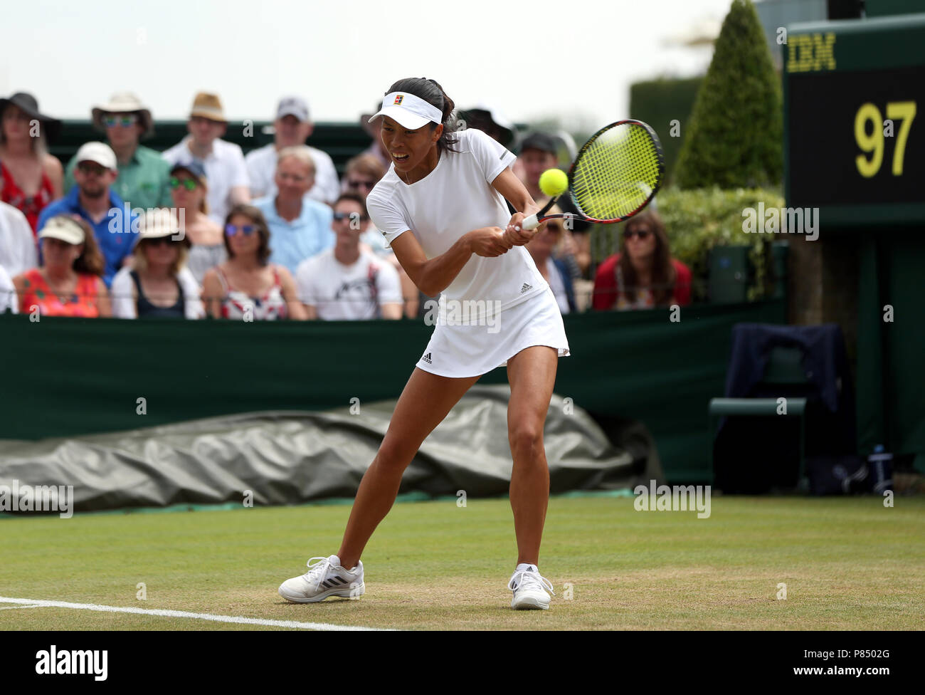 Su-Wei Hsieh in action on day seven of the Wimbledon Championships at ...