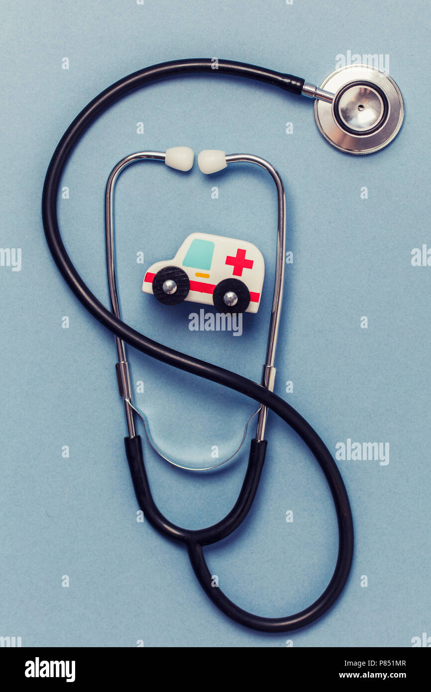 Healthcare background with stethoscope and ambulance Stock Photo - Alamy
