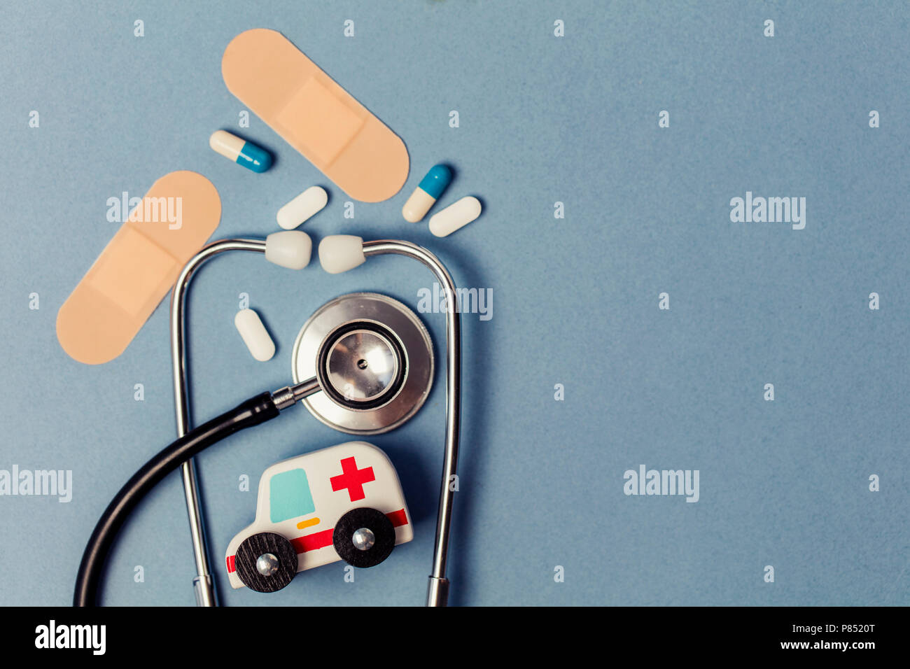 Healthcare background with stethoscope and ambulance Stock Photo - Alamy