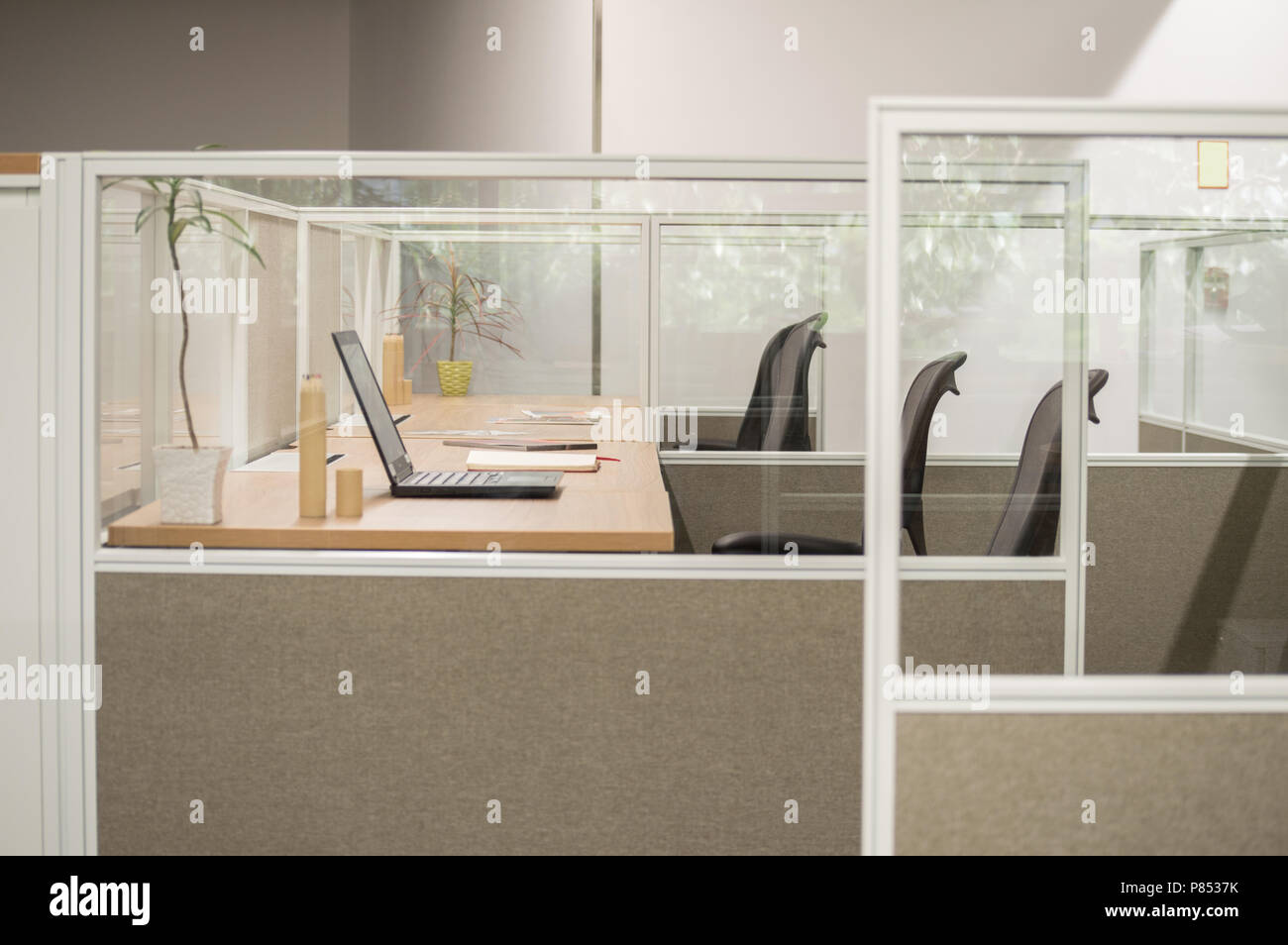 Empty Office workstation Stock Photo - Alamy