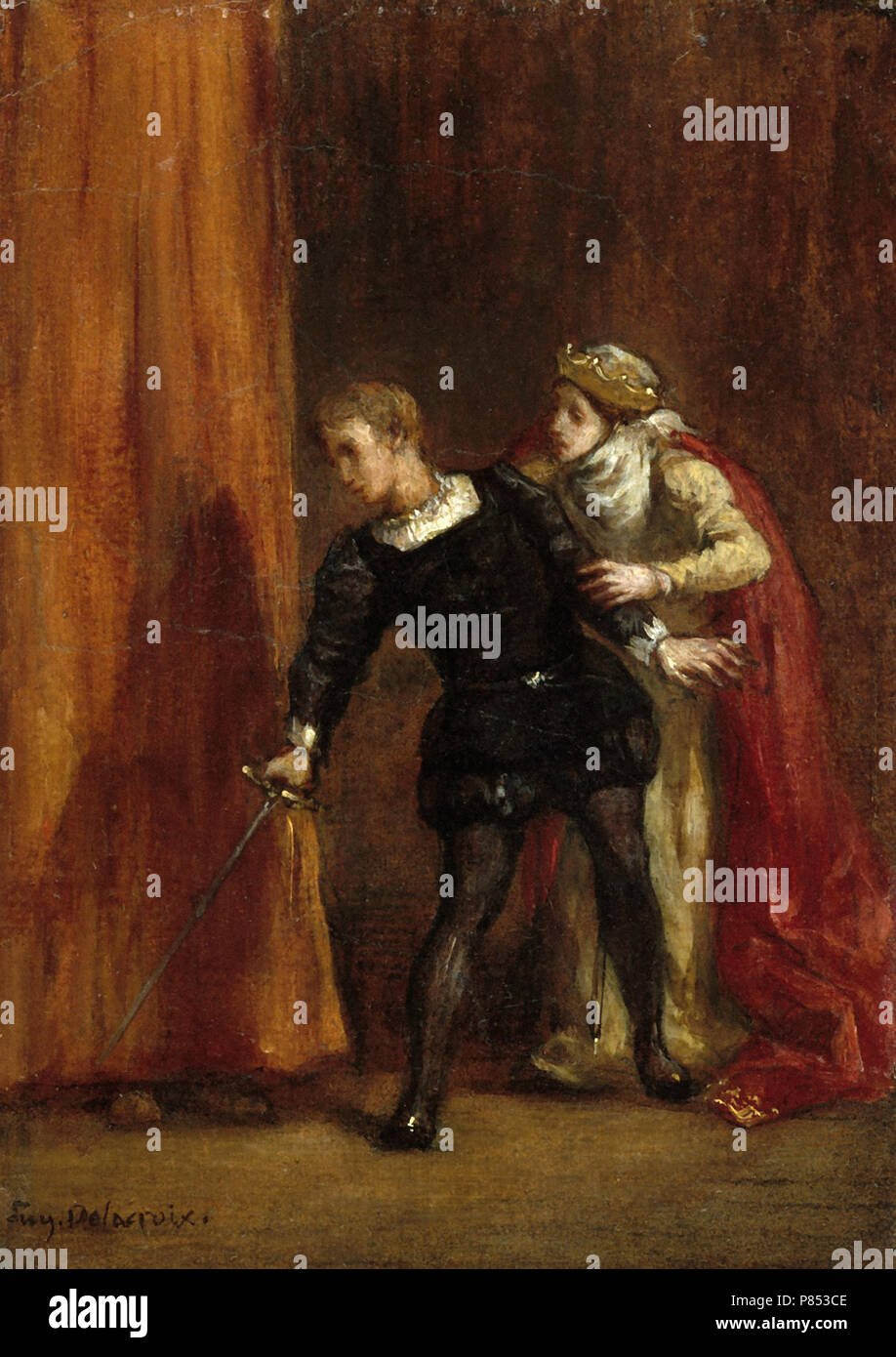Delacroix Eugène - Hamlet and His Mother Stock Photo - Alamy
