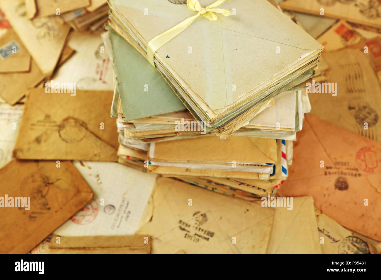 Heap of the old postal paper letters of ww2 and other of the twentieth ...