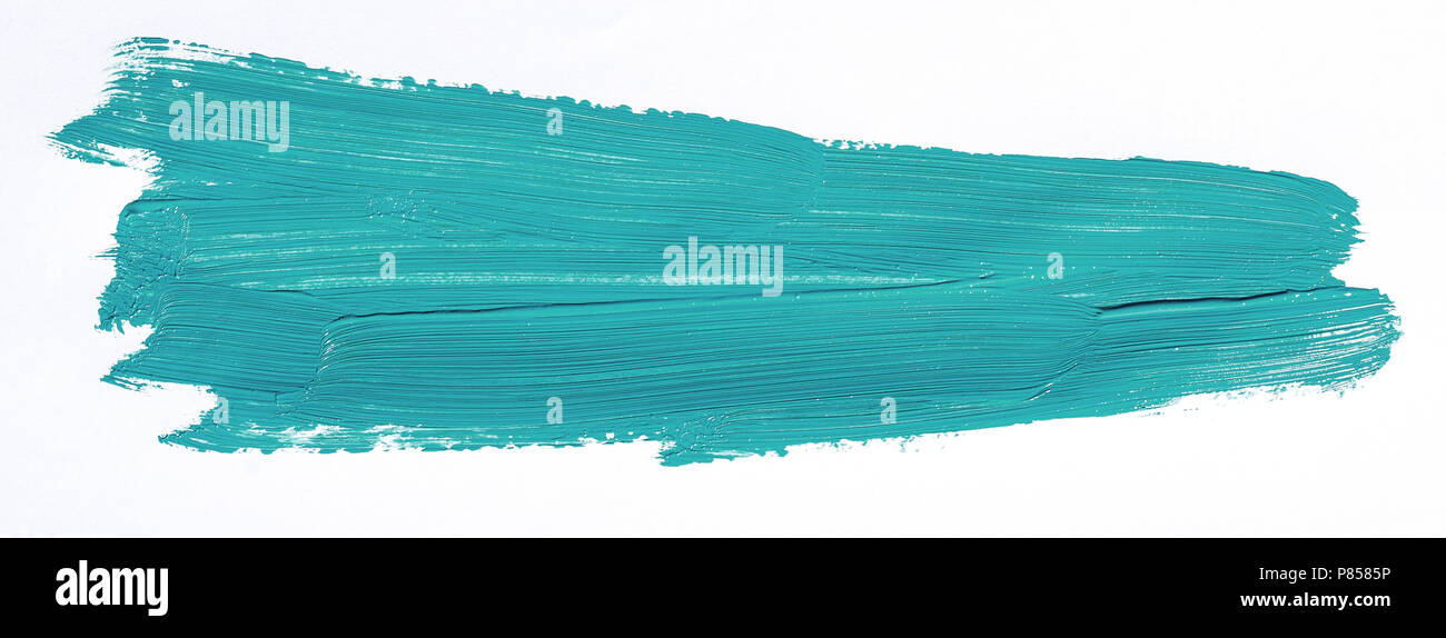 Turquoise brush stroke isolated over white background Stock Photo - Alamy