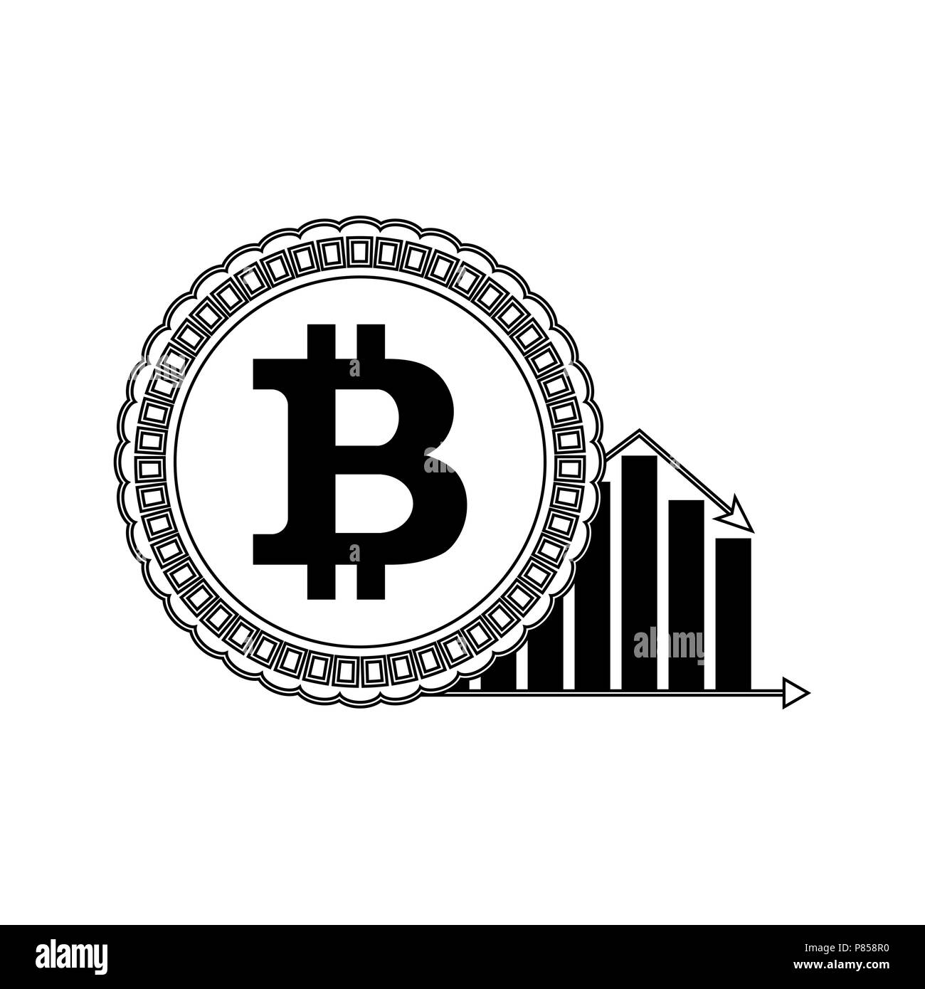 Price bitcoin down line style. Coin and chart arrow. Vector ...