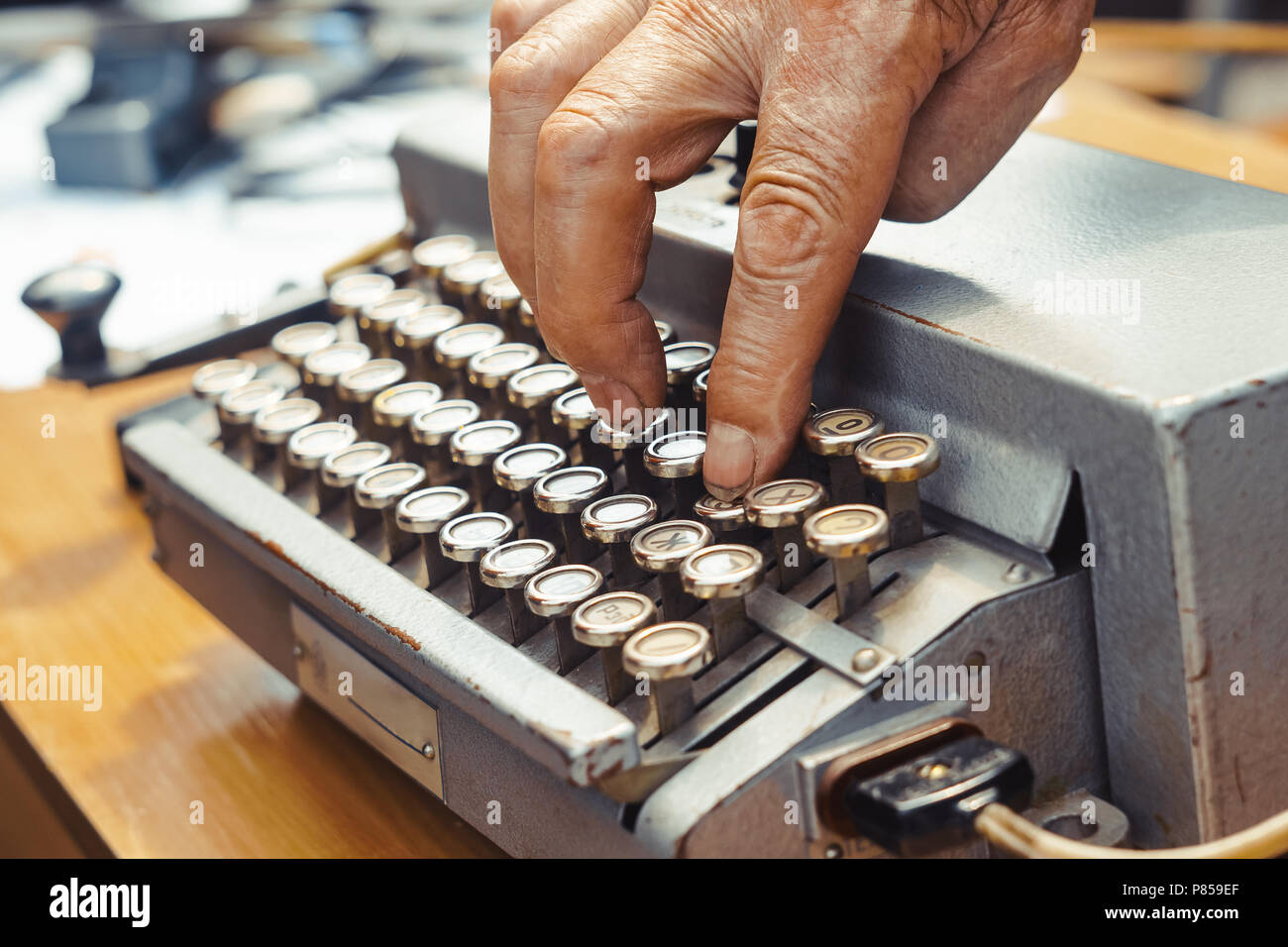 Antique Typewriter. Vintage Typewriter Machine Closeup Photo Stock ...