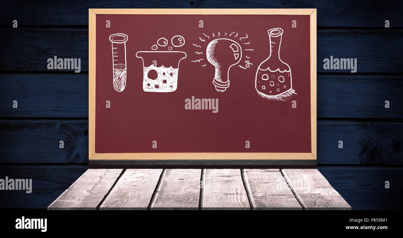 Science Education drawing on blackboard for school Stock Photo - Alamy