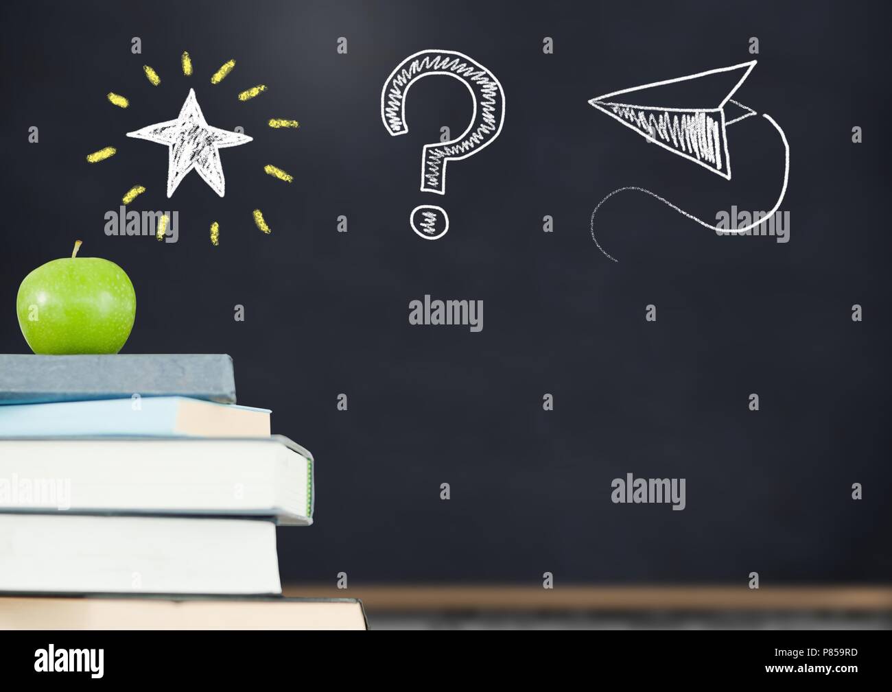 education drawings on blackboard for school Stock Photo - Alamy