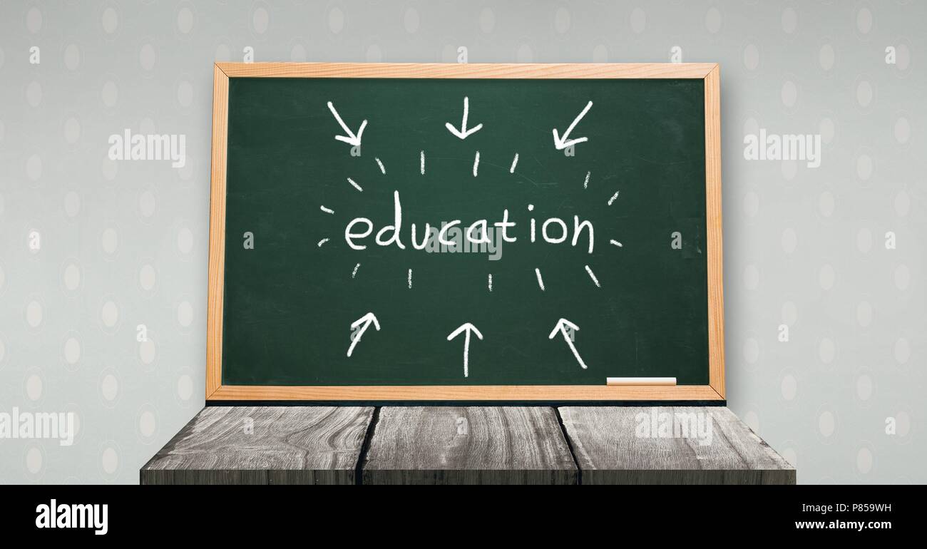 Education writing on blackboard for school Stock Photo - Alamy