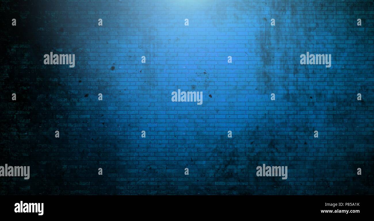 Vignette and light on blue brick wall background Stock Photo - Alamy