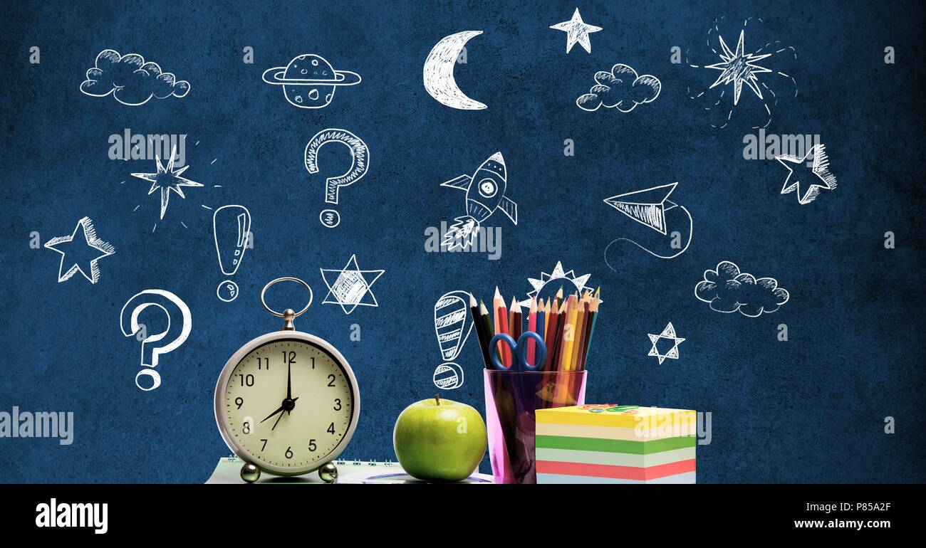 Magical Space universe Education drawing on blackboard for school Stock ...