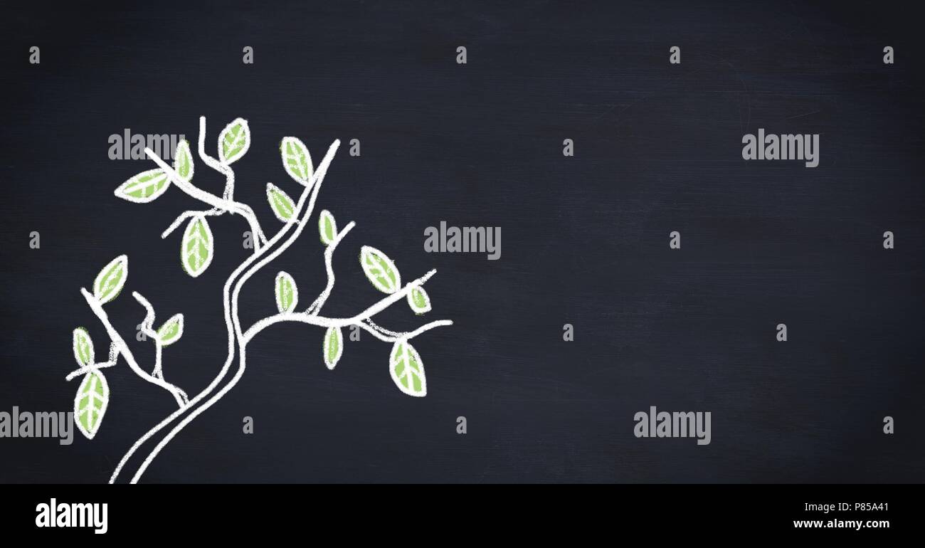 Tree leaves drawing on blackboard Stock Photo - Alamy