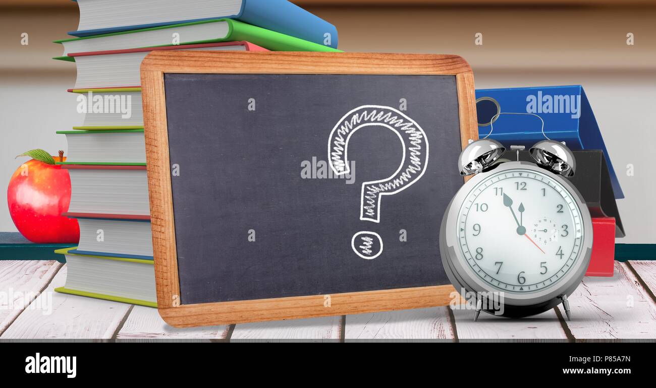 Question mark education drawings on blackboard for school Stock Photo ...