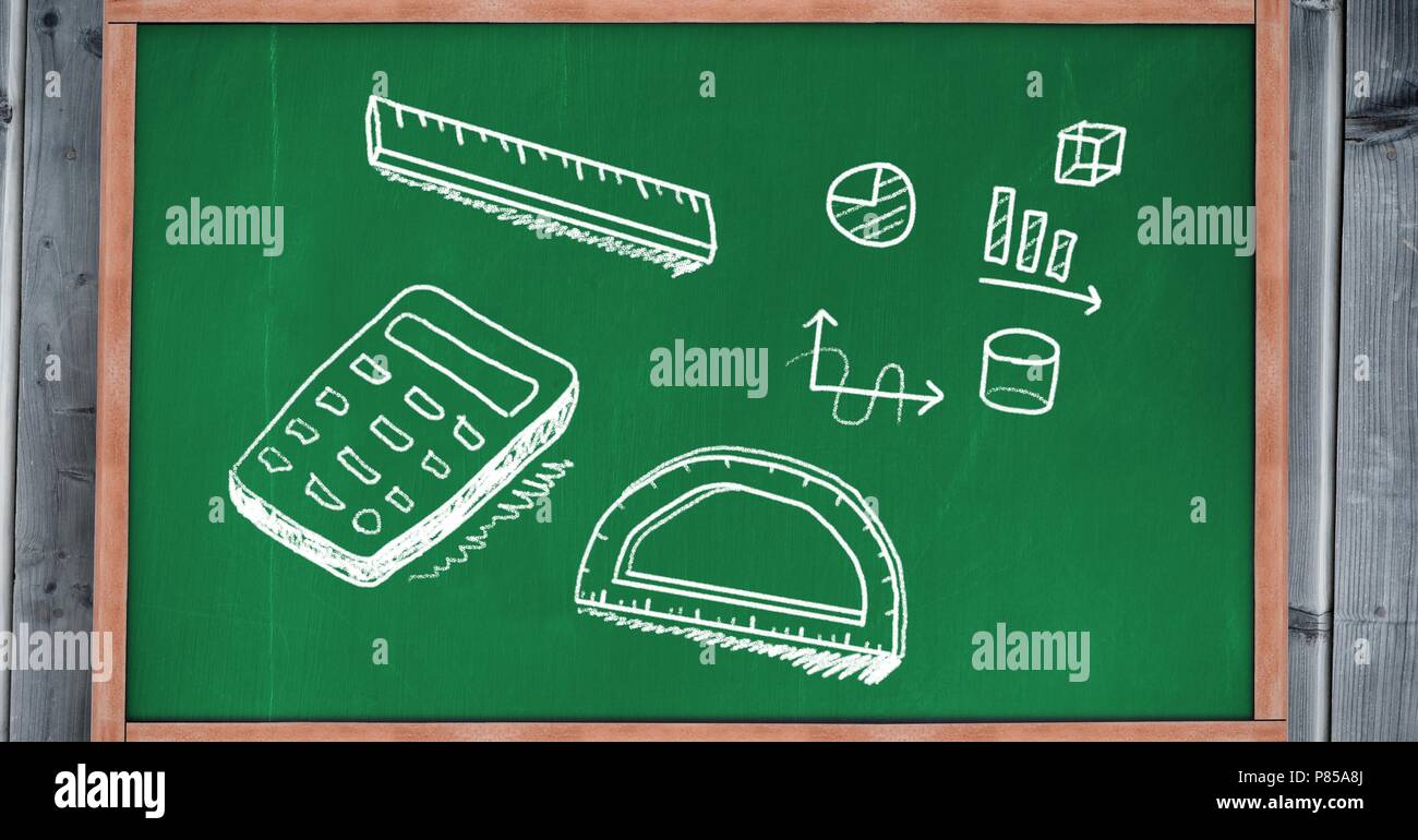 Geometry and math education drawings on blackboard for school Stock ...