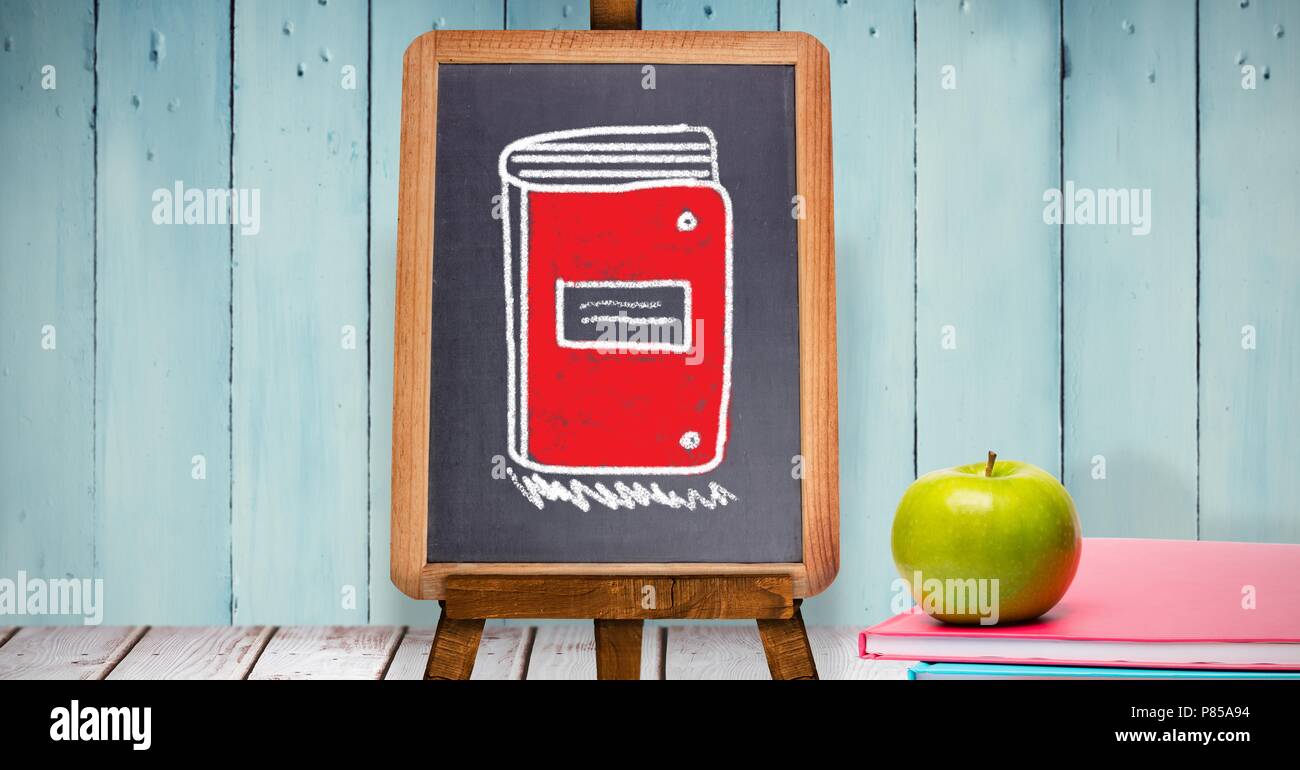 Folder notes education drawing on blackboard for school Stock Photo - Alamy
