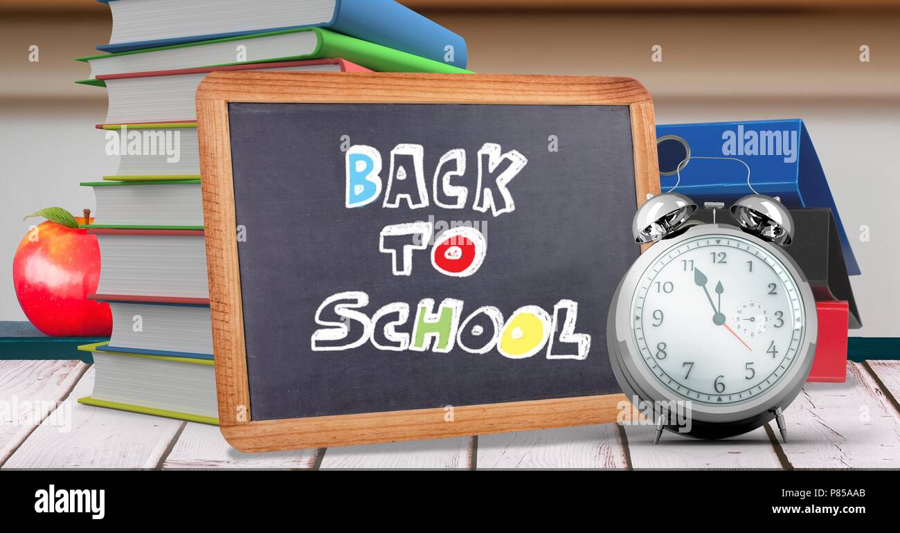 Back to School writing on education blackboard for school Stock Photo ...