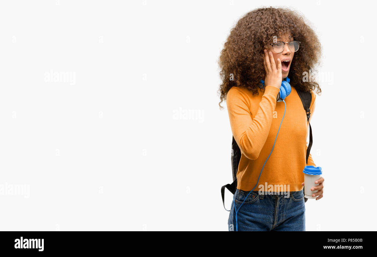 African american student woman stressful keeping hands on head ...