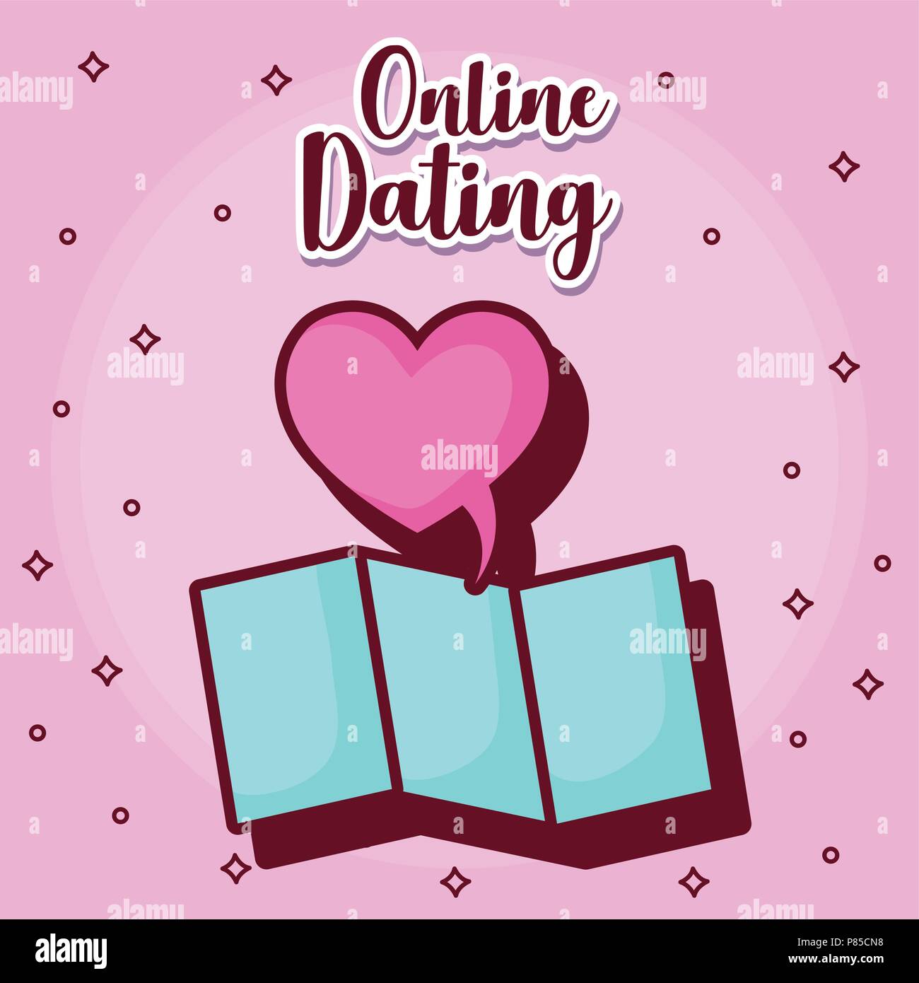 online dating design with map and heart symbol icon over purple ...