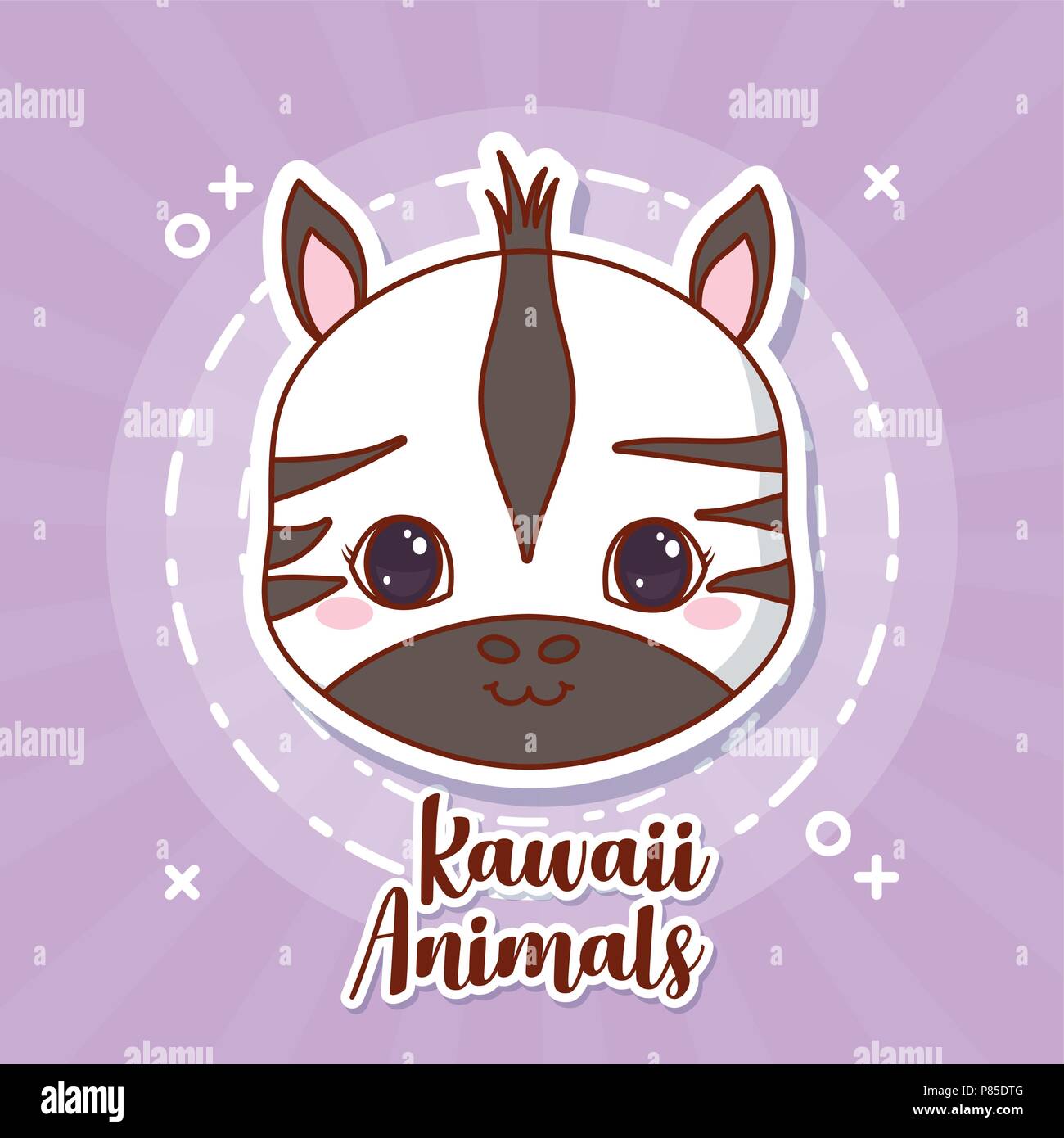 kawaii zebra icon over purple background, colorful design. vector ...