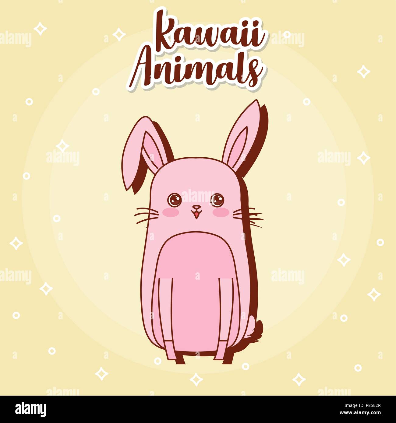 kawaii rabbit icon over yellow background, colorful design. vector ...