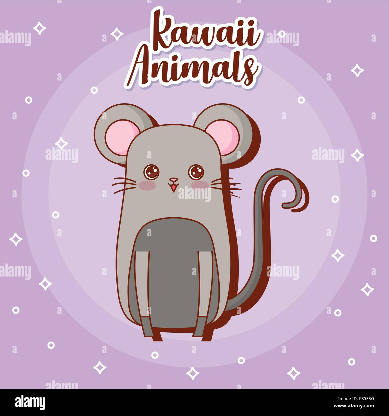 kawaii mouse icon over purple background, colorful design. vector ...