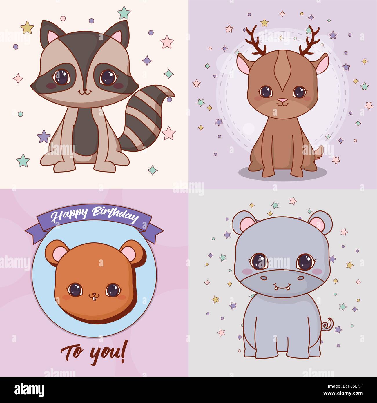 cute animals icon set over colorful squares, vector illustration Stock ...