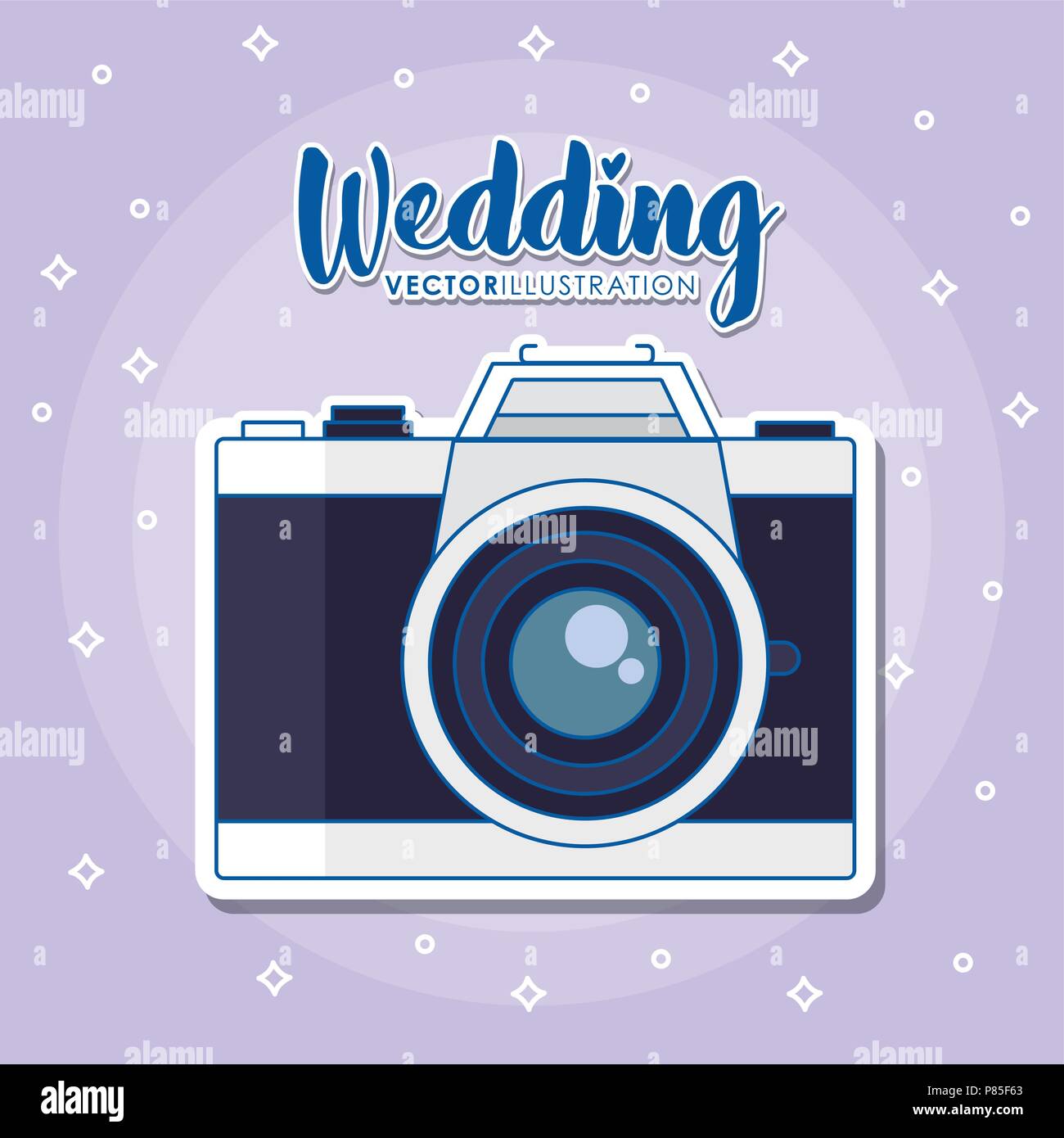 wedding design with photographic camera icon over purple background ...