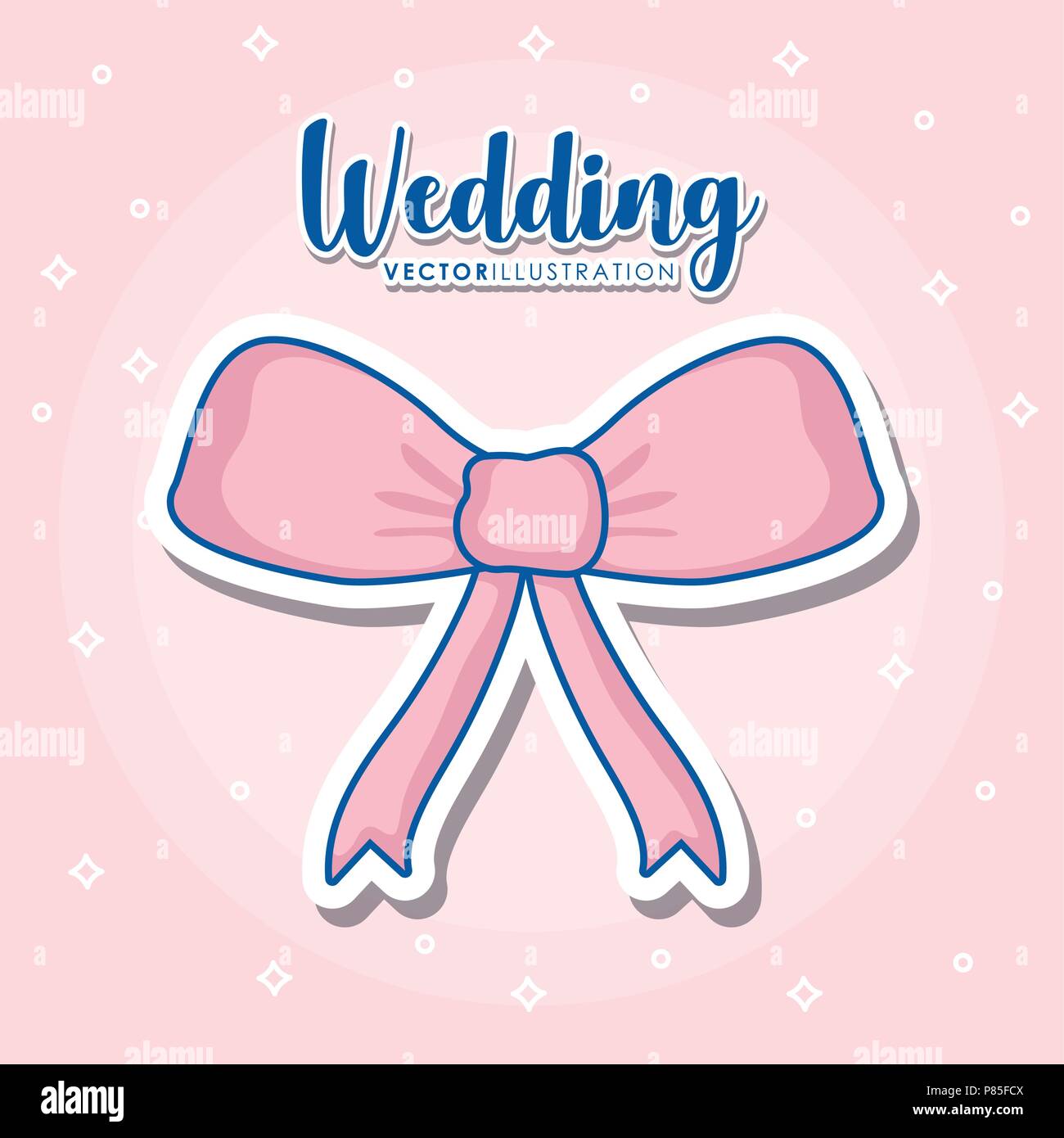wedding design with decorative bow icon over pink background, colorful ...