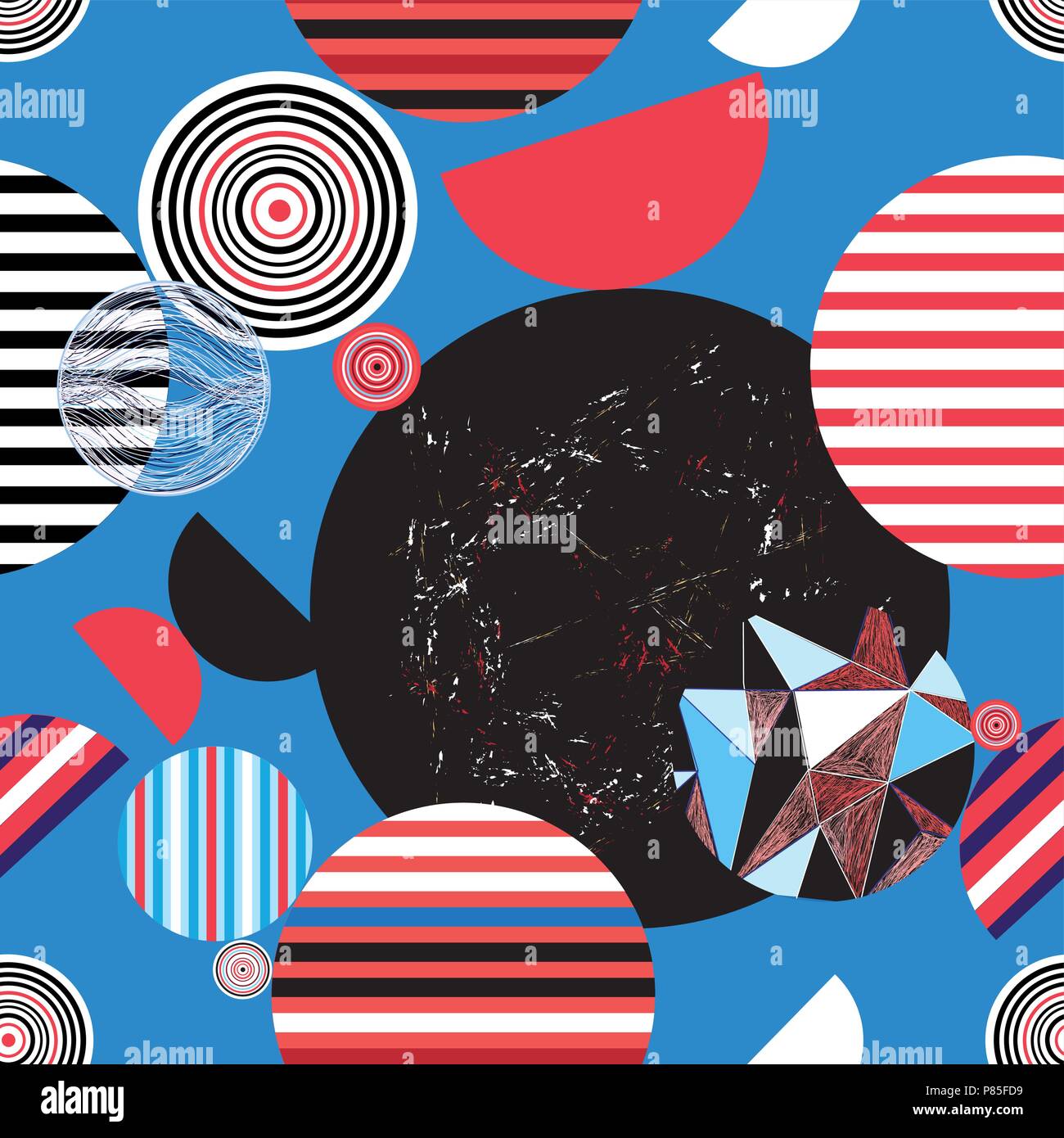 Seamless graphic pattern of geometric circular design elements Stock ...