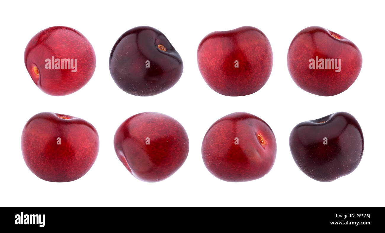 Isolated cherry. Collection of cherries isolated on white background ...