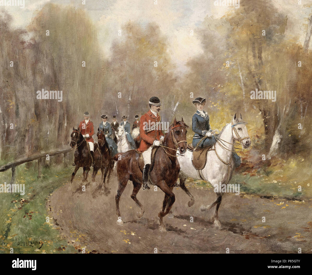 Delaunay Jules Elie - Setting off for the Hunt Stock Photo - Alamy
