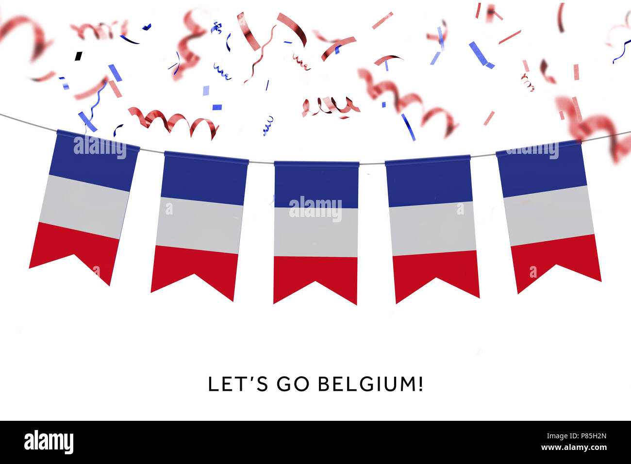 France national flag festive bunting with confetti. 3D Rendering Stock ...