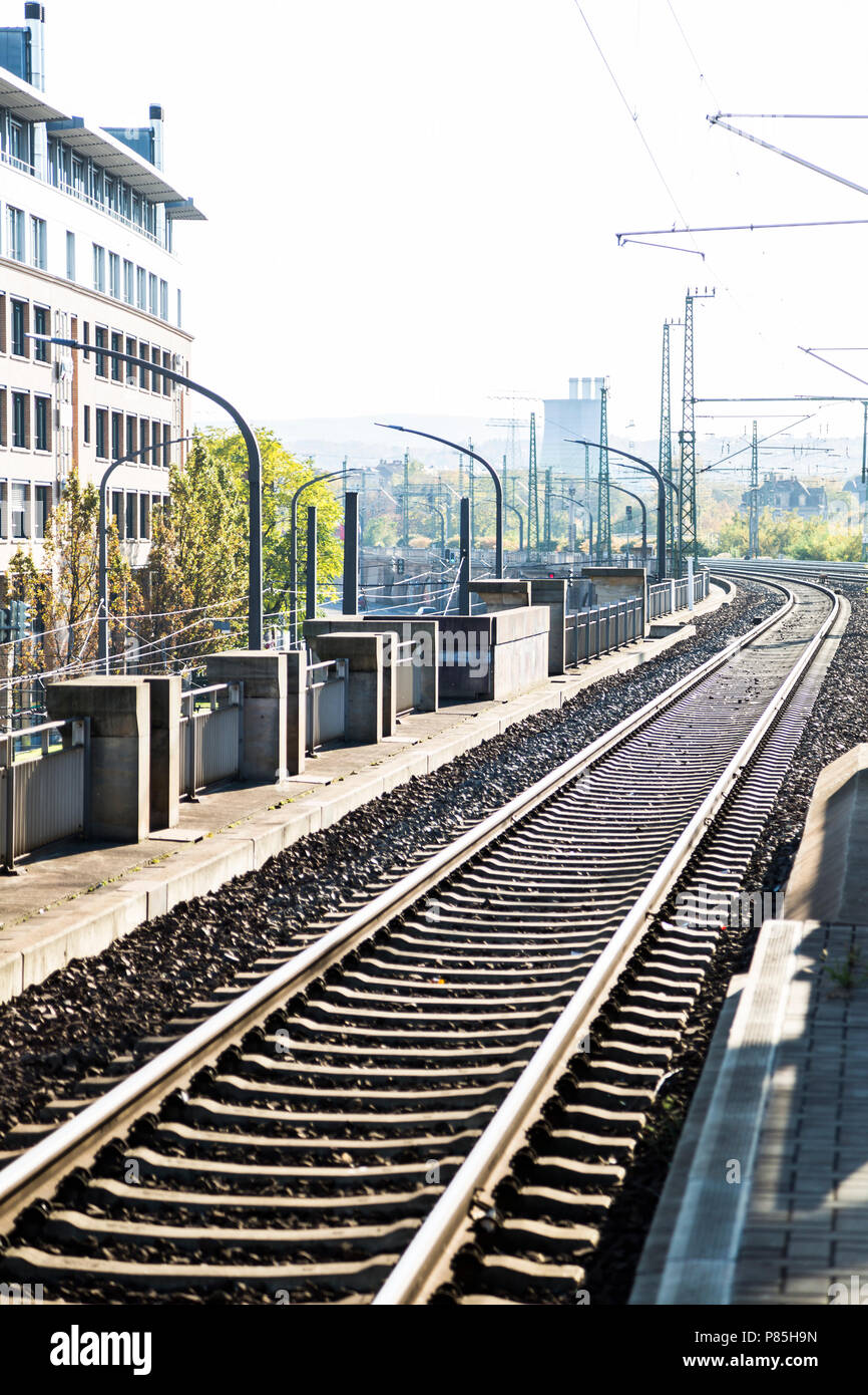 beautiful modern empty train station in the sun light of sunset Stock ...