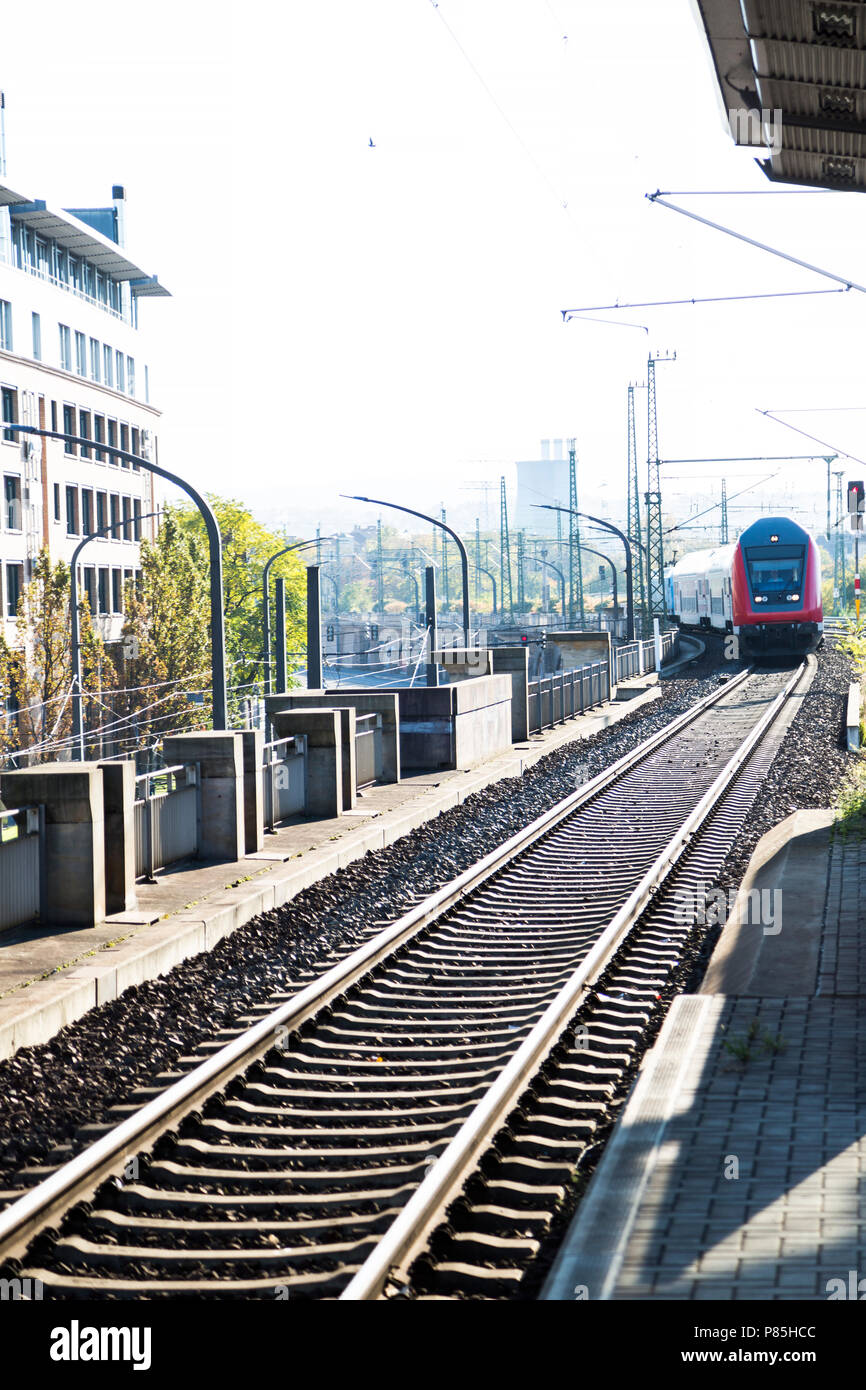 beautiful modern empty train station in the sun light of sunset Stock ...
