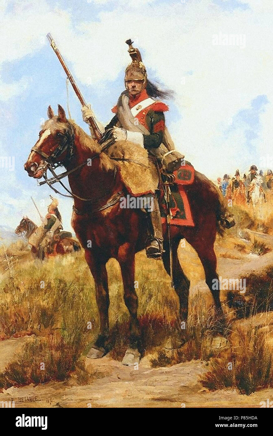 Detaille Jean Baptiste Edouard - Artilleur a Cheval Stock Photo - Alamy