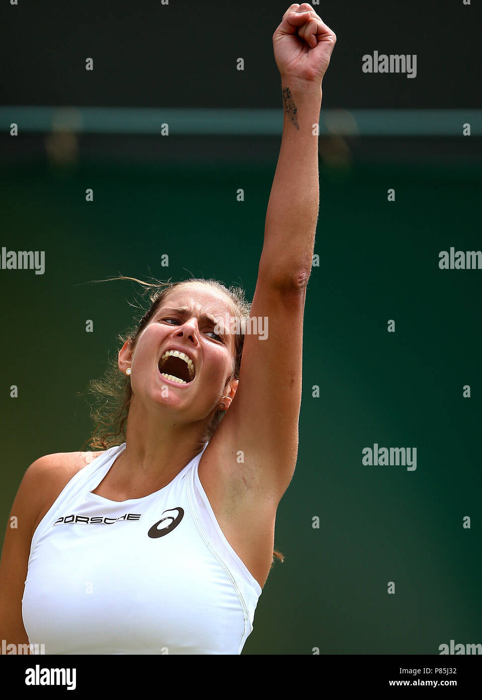 Julia Goerges celebrates on day seven of the Wimbledon Championships at ...