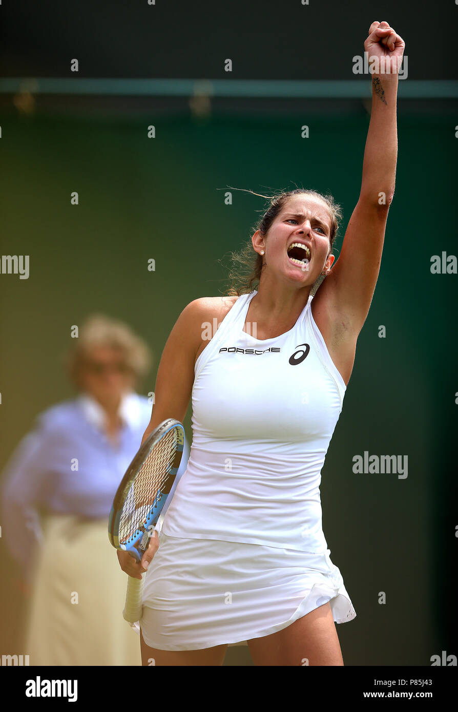 Julia Goerges celebrates on day seven of the Wimbledon Championships at ...