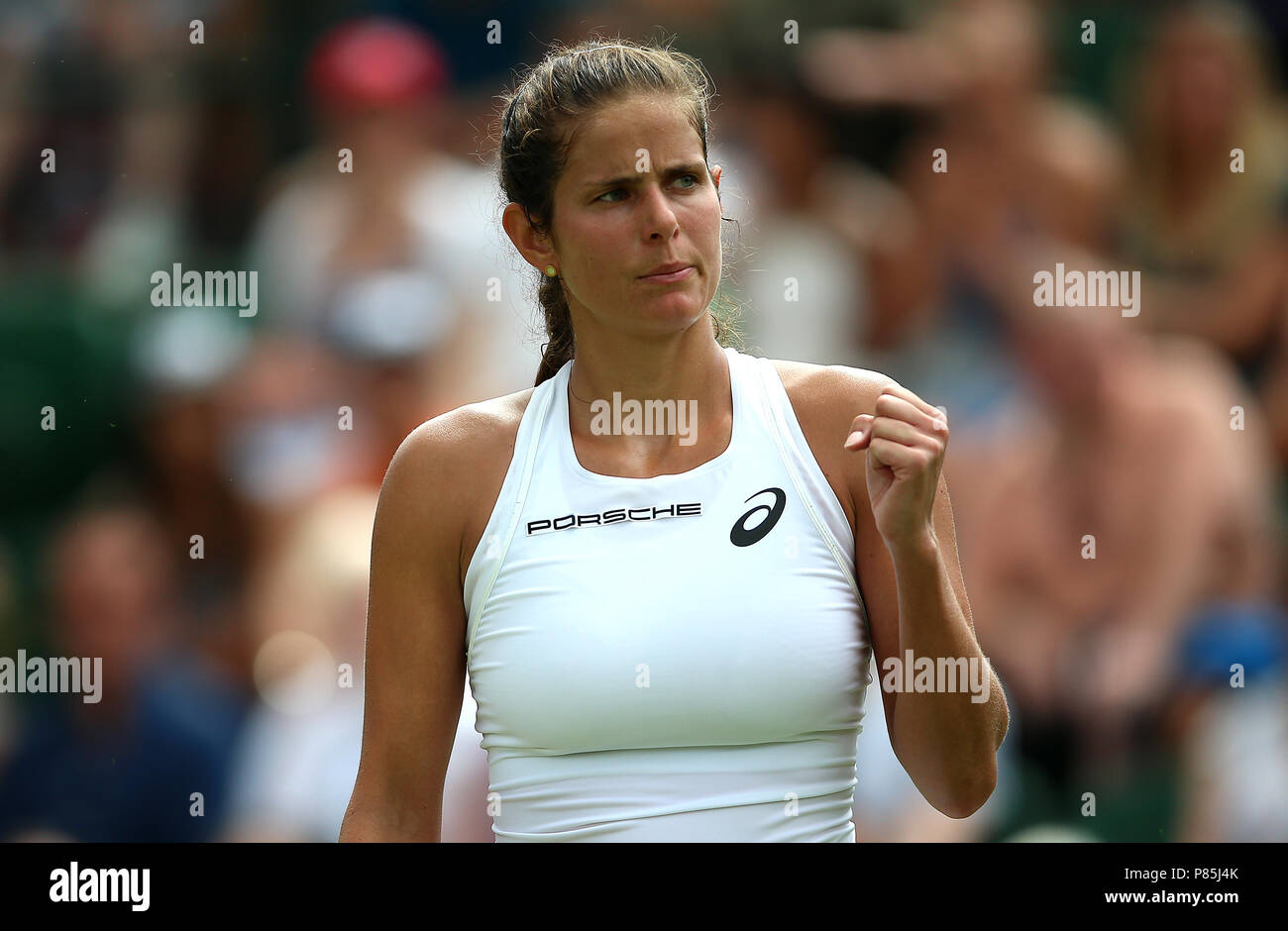 Julia Goerges celebrates on day seven of the Wimbledon Championships at ...